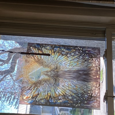 Dandelion Stained Glass Window Cling Dandelion Window Film Suncatcher ...