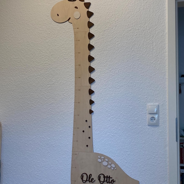 Growth Chart Board, Giraffe Growth Chart Engraved Wood Ruler, Boys Room ...