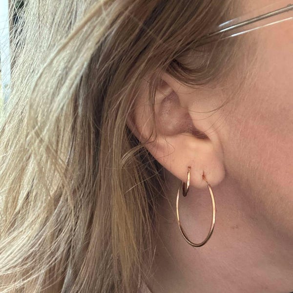 Gold Clasp Hoops, 18mm, Lightweight Hoops, Clasp Hoops, Everyday ...