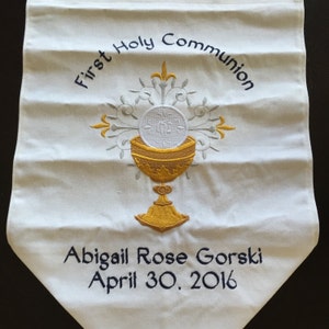 Personalized First Communion Banner With Ornate Embroidered Chalice - Etsy
