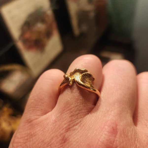 Bronze Chanterelle Mushroom Ring - Whimsigoth Psychedelic Jewelry ...