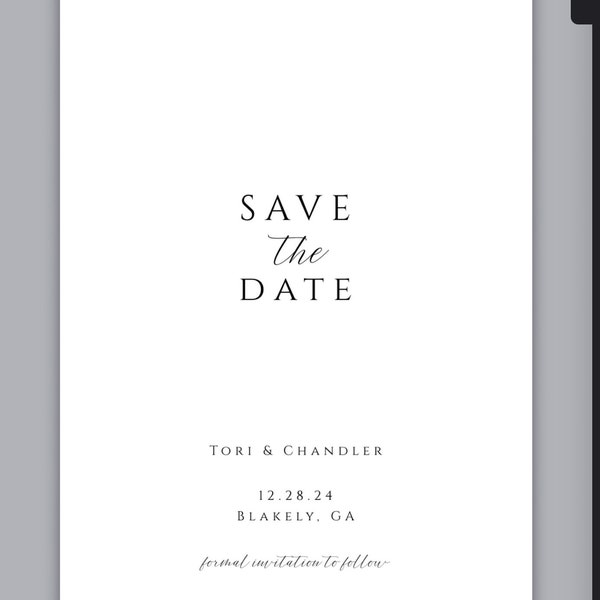 Modern Minimal Save the Date Template, Save the Date With Photo ...