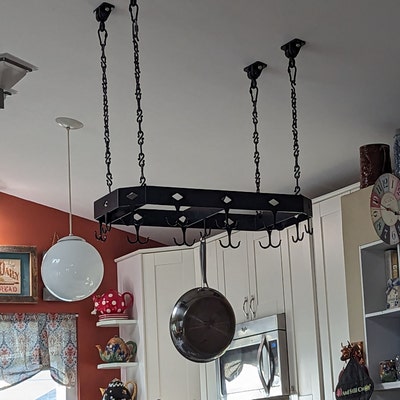 Hanging Pot Rack-ceiling Mount Kitchen Storage-heavy Steel Pan ...