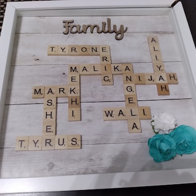 Scrabble Family Name Frame Art, Family Tree Wall Art, Scrabble Tile ...