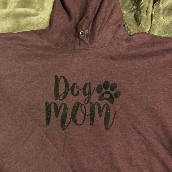 Dog Mom Hoodie, Dog Mom Hooded Sweatshirt, Dog Mom Paw Print Heart ...