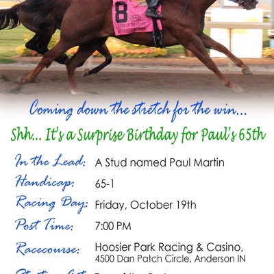 Horse Racing Invitation, Coming Down the Stretch Invitation, Racing ...