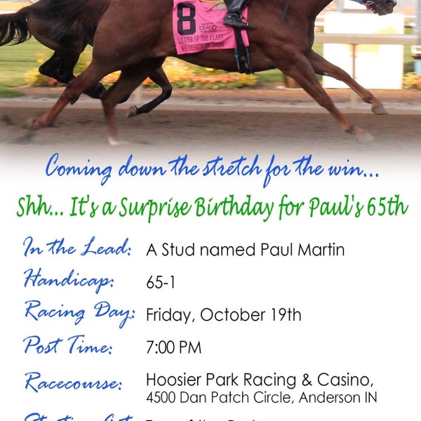 Horse Racing Invitation, Coming Down the Stretch Invitation, Racing ...
