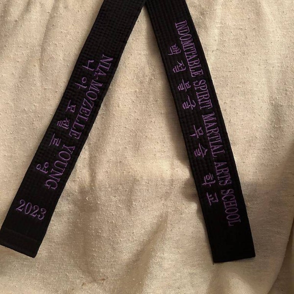Custom Embroidery Black Belt for Martial Arts, Taekwondo, Karate, Moodukkwan, 2 Black Belt ...