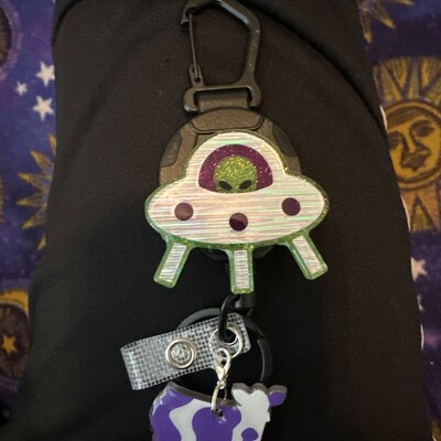 The Original UFO Alien Pill Abduction Funny Retractable Badge Reel for ...