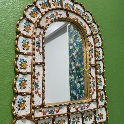 Aqua Blue Arch Mirror, Mediterranean Blue Arch Mirror, Spanish Mirror ...