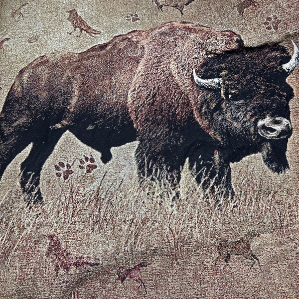 Bison - Greg Giordano - Cotton Woven Blanket Throw - Made in the USA ...