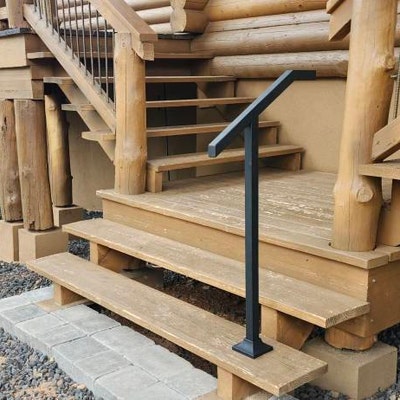 1.5x1.5 Single Post, 1 or 2 Step, Metal Handrail, Flat Black - Etsy