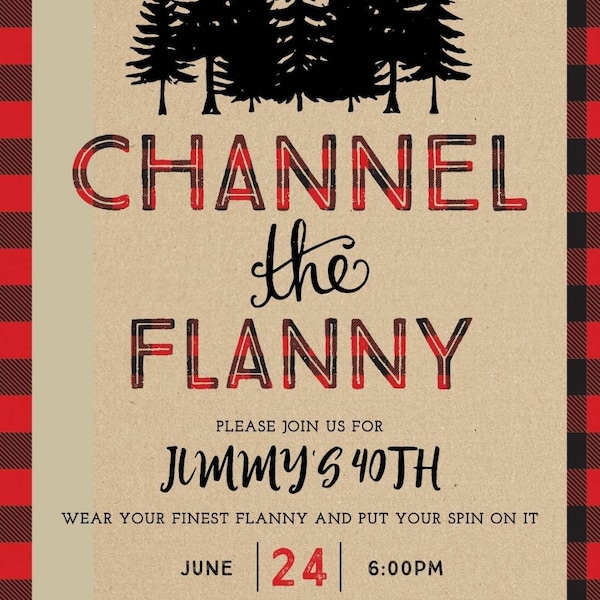 Channel the Flannel Christmas Party Invitation, Flannel Party Invite ...