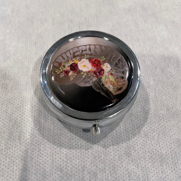 Floral Human Brain Pill Box, Floral Brain Pill Case, Trinket Box ...