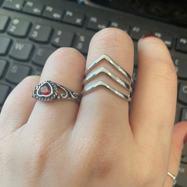 304 Stainless Steel Heart Ring, Silver or Gold Color, Handcrafted Steel ...