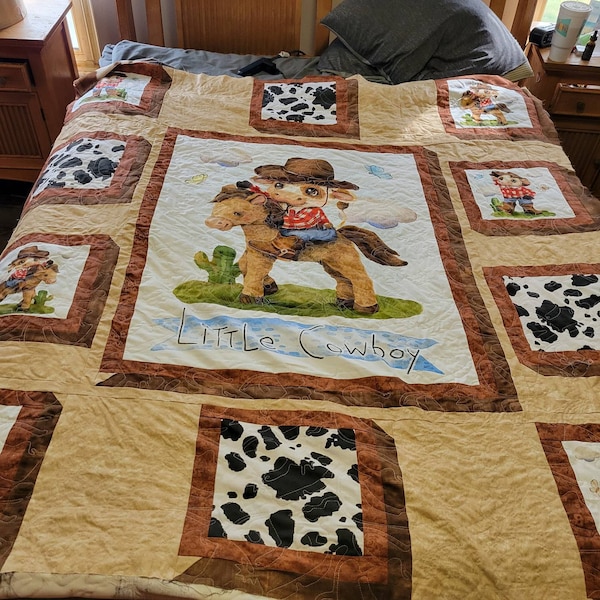Little Cowboy Cotton Fabric Panels: Quilting & Sewing Set - Etsy