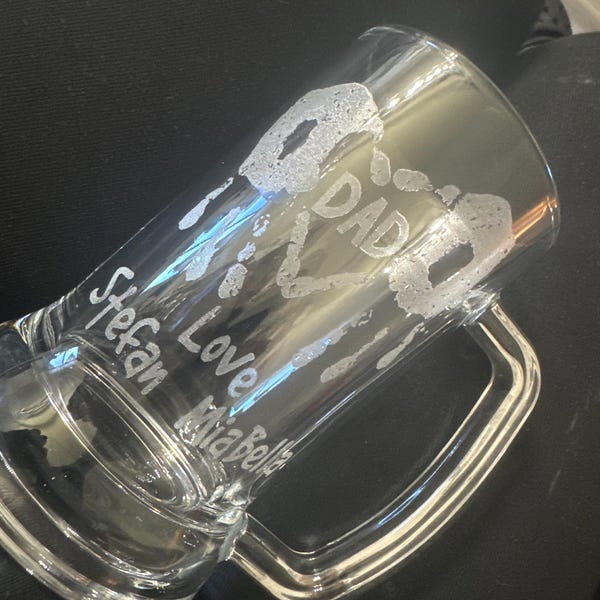 Gift for DAD Handprints Fathers Day Beer Mug Engraved Father's Gifts ...