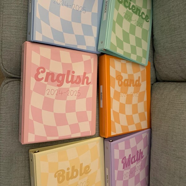 Retro Checkered Binder Covers: Pastel School Planner (digital Download ...