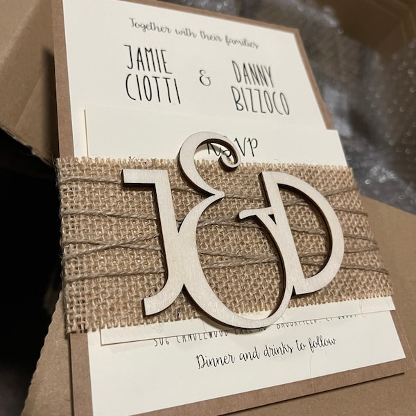 Wood Monogrammed Wedding Invitations, Semi Custom Wedding Invitations ...