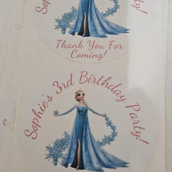 12 Personalized Frozen Birthday Party Stickers Favors Labels Tags 2.5 ...
