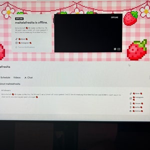 Strawberry Twitch Stream Panels Kawaii Pink Stream Panels 8 Bit Pixel ...