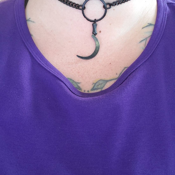 Grim Reaper - Choker - Necklace - Silver - Black - Dark - Witchy - Goth ...