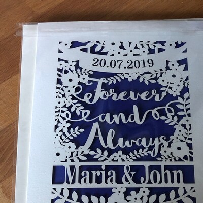 Personalised Laser Cut Papercut Wedding Engagement Anniversary Forever ...