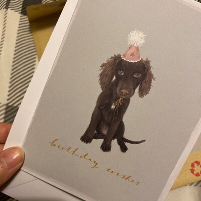 Black Labrador Puppy Birthday Card Black Lab Pup Dog Illustration ...