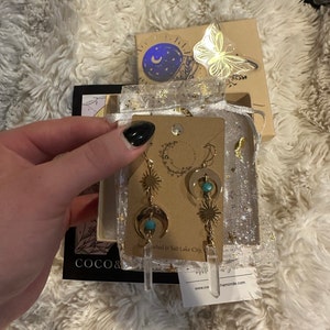 The Light of Winter Peach Quartz and Moonstone Hoop Sun Nature Celestial Magical Hippie Earrings ...