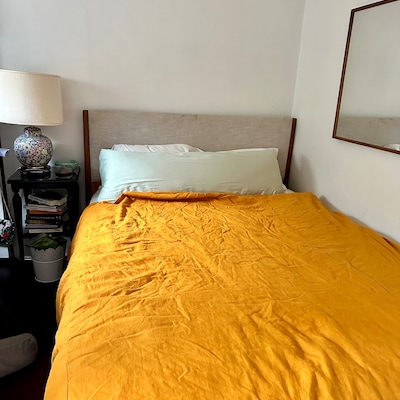 Chartreuse Green Linen Coverlet With or Without Filling Softened Linen ...