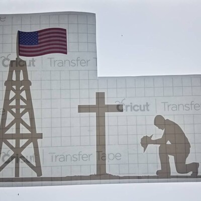 Oilfield Roughneck Rigger Kneeling Praying at Memorial Cross SVG File ...