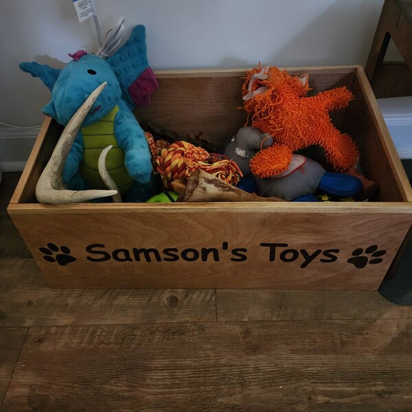 Custom Wooden Dog Toy Box - Large | Pet Accessory & Toy Storage ...