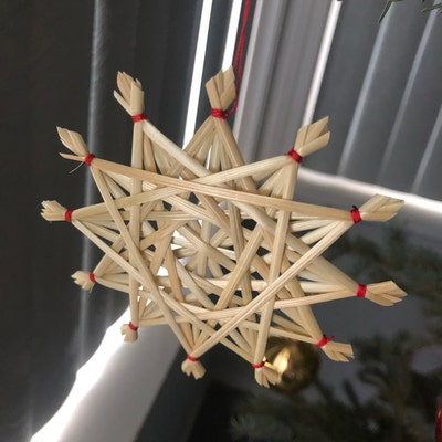 Tree Topper for Christmas.straw Stars.scandinavian Ornament.festive ...