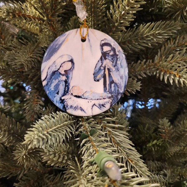 Nativity Christmas Ornament, Mary, Joseph, Tree Trimming, Holiday Gift ...