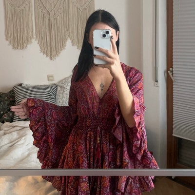 Goddess Bohemian Green Backless Dress Suit Kimono and Dress Set Free ...