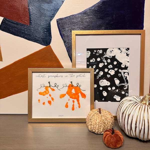 Pumpkin Handprint Craft for Two Kids, Fall Handprint Art Printable ...