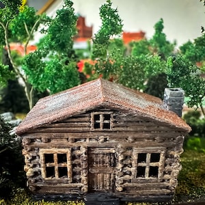 N-scale Small 2 Story Log Cabin With Front Porch Detailed - Etsy