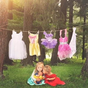 Beautiful Girls, Princess Dressup Outdoor Nature Clothesline Scene ...