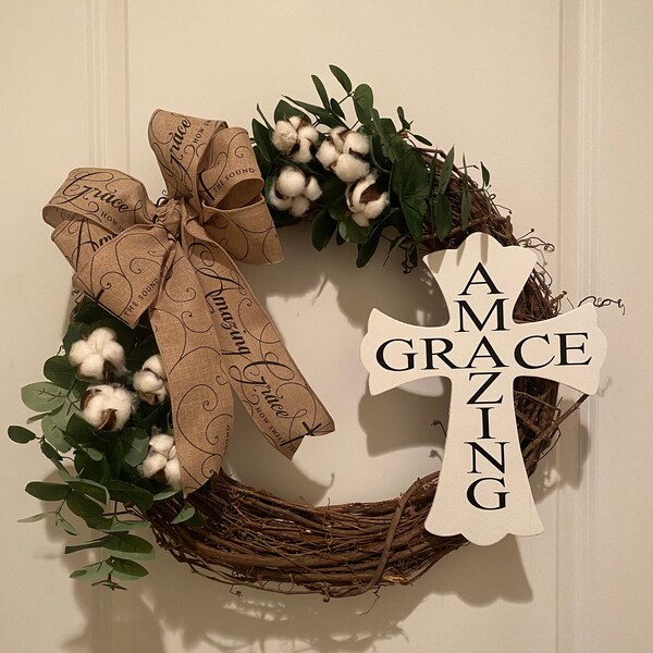 Amazing Grace Ribbon, Religious Ribbon, Tan Ribbon, Burlap Ribbon ...