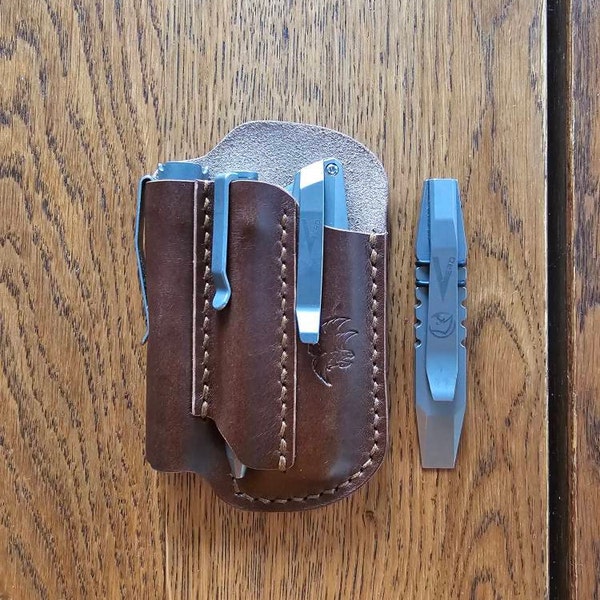 EDC Knife Slip, Folding Knife Leather Pouch, Handmade Leather Knife ...