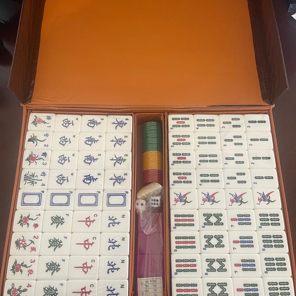 MUTI COLOR Chinese（with Numbers） 144 Tiles Mah Jong Set With Portable ...