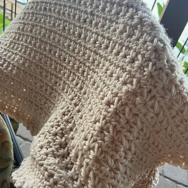CROCHET PATTERN & VIDEO/ Chunky Star Stitch Crochet Blanket, Crochet ...