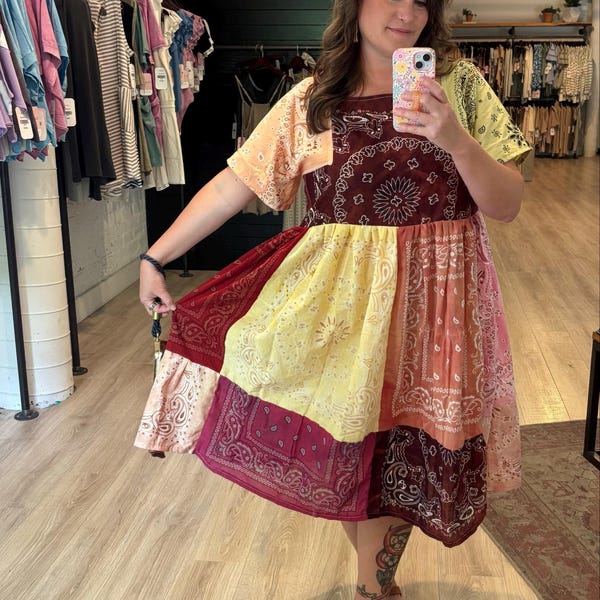 Arcade Dress | Handmade Quilted Bandana Dress Vibrant/eclectic SKU ...