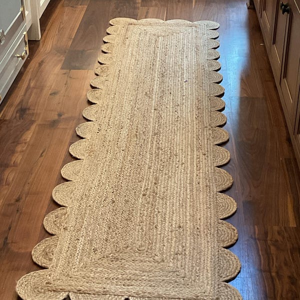 Natural Scalloped Jute Rug, Scallop Pattern Rug, Natural Jute Rug ...