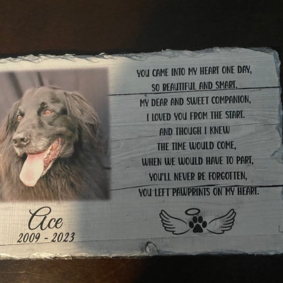 Dog Memorial Plaque Paw Print Rainbow Bridge Poem Pet Memorial Plaque ...