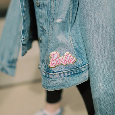 IRON ON Patch-barbie Logo Inspired-iron on Patches-glitter-embroidered ...