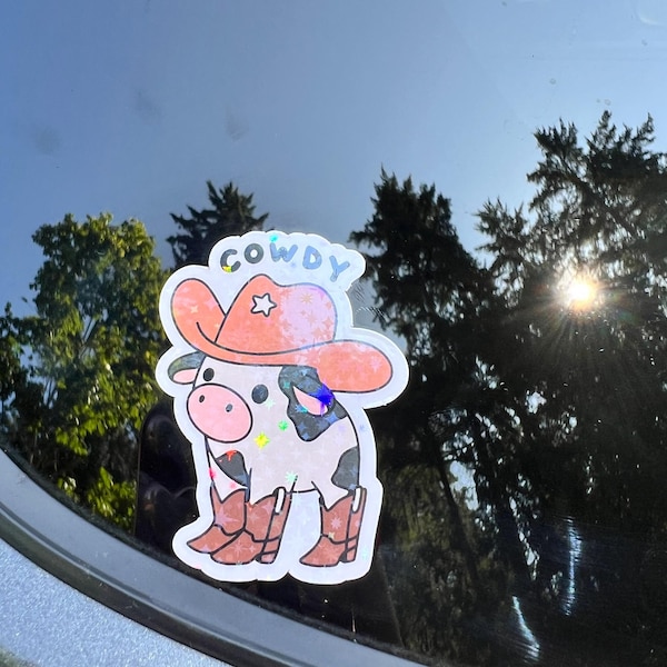 Cowdy Holographic Sticker, Western Rodeo Themed Water Resistant Decal ...