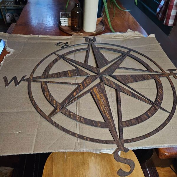 Rustic Nautical Compass Recycled Metal Art 30 Inch Custom Nautical Rose ...