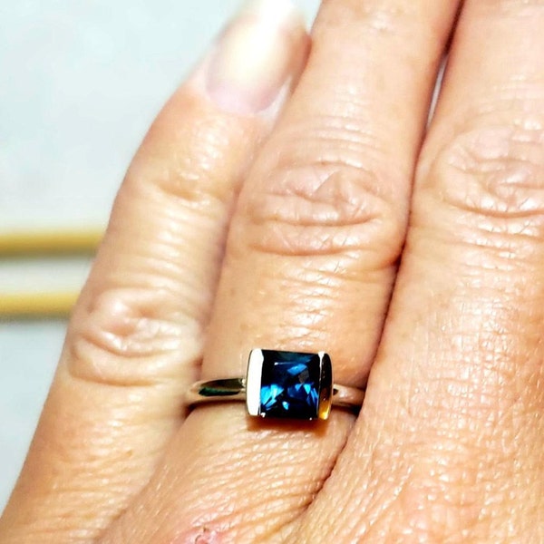 Real Blue Topaz London Blue Topaz Engagement Ring Sterling Silver ...