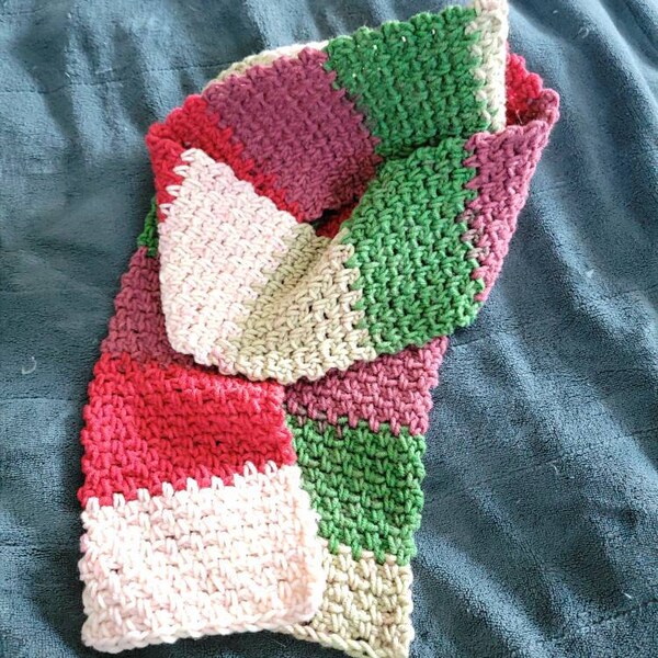 Handmade Color Block Scarf, Tan Orange Maroon Color Scarf, Holiday ...